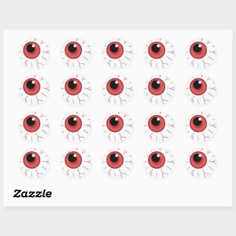 Red Eye For Fun Halloween Classic Round Sticker | Zazzle