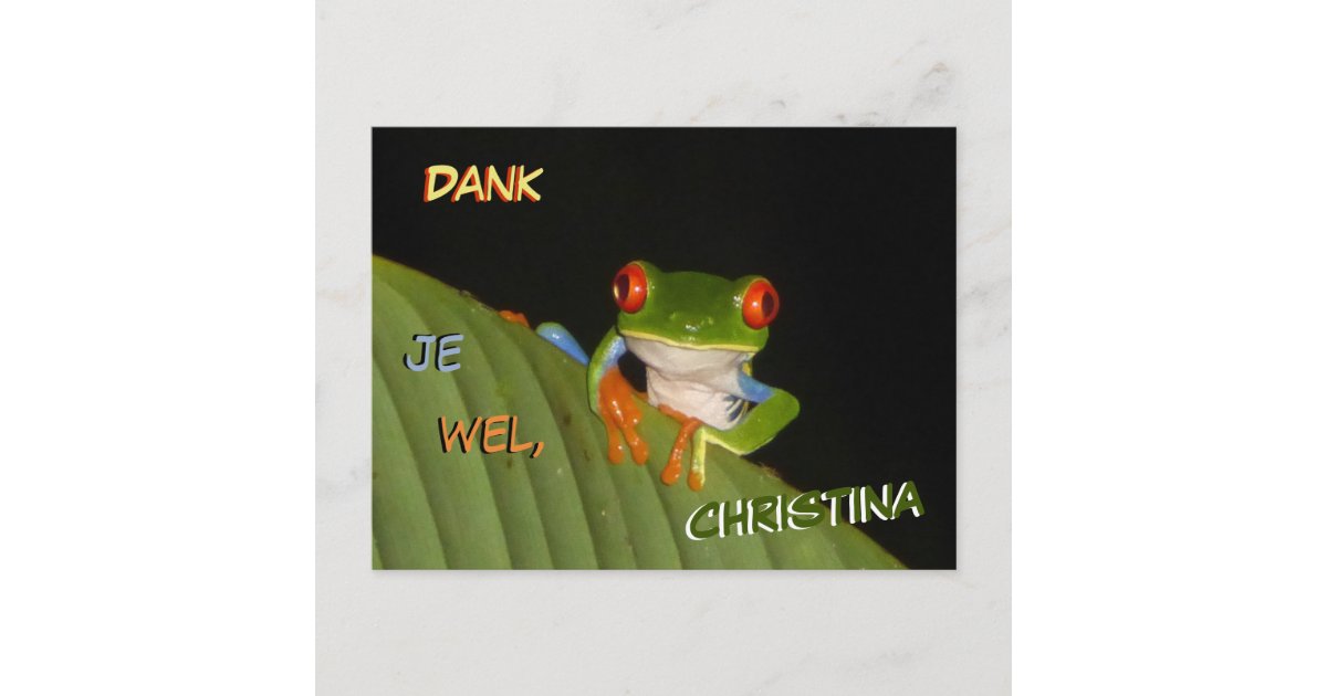 Red Eyed Gaudy Night Frog Cust. Thank You Postcard | Zazzle