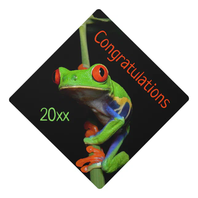 Red Eyed Painted Tree Frog Congratulations Date Graduation Cap Topper ...