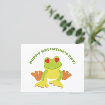 Red Eyed Tree Frog Hoppy Valentine's Day Postcard | Zazzle