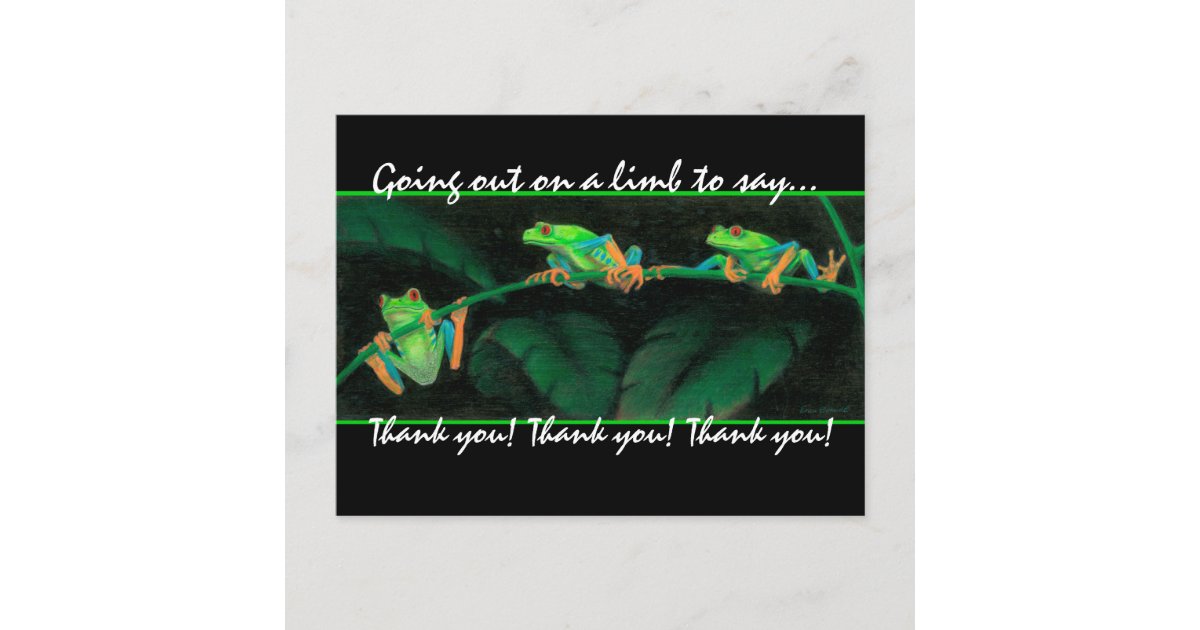 Red-Eyed Tree Frogs Thank you! Postcard | Zazzle
