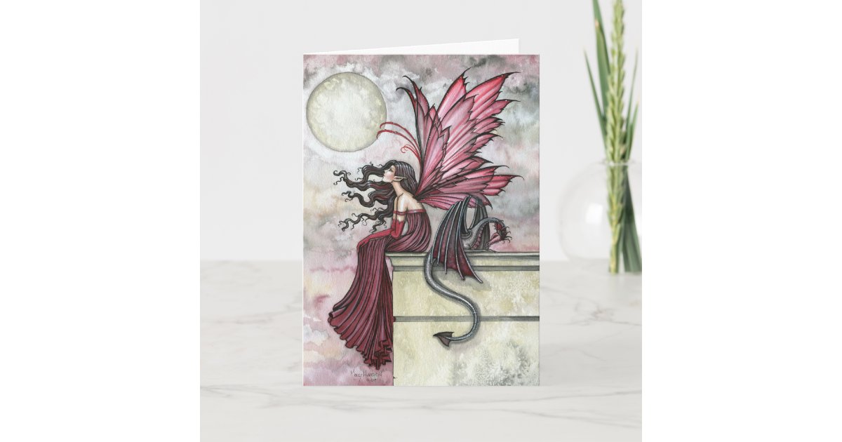 Red Fairy Dragon Card by Molly Harrison | Zazzle
