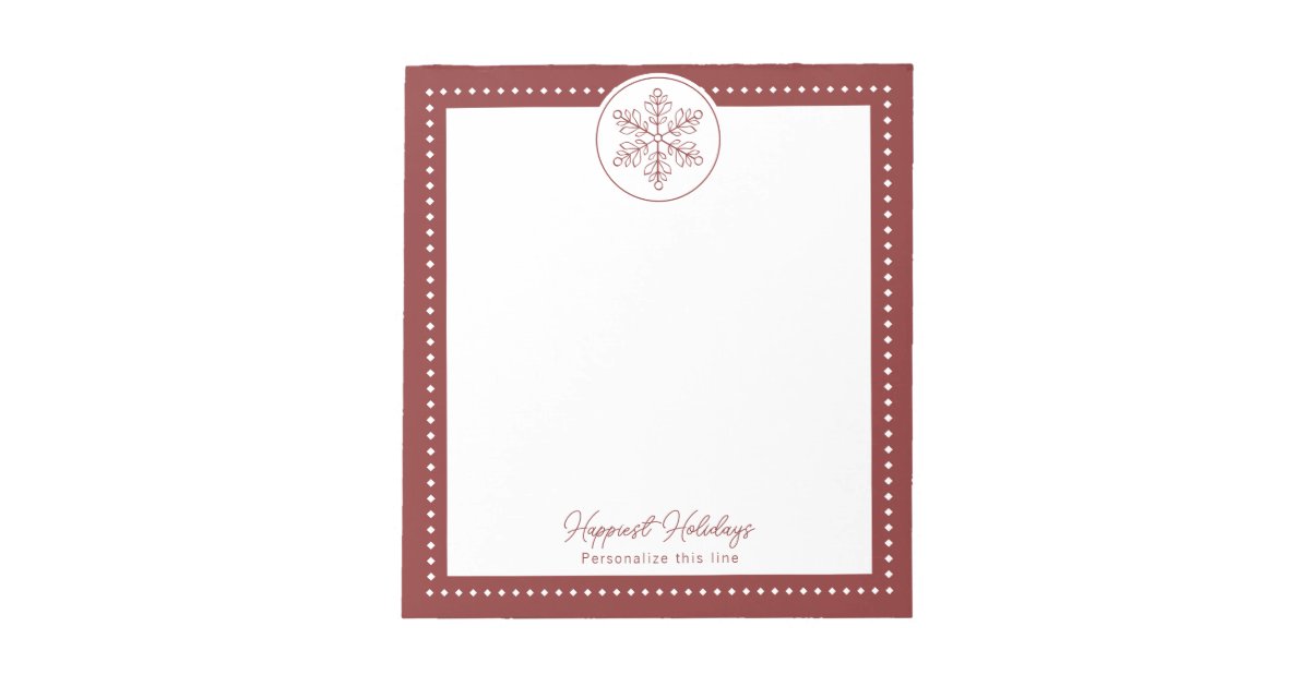 Red Fancy Snowflake Personalized Holiday Notepad | Zazzle