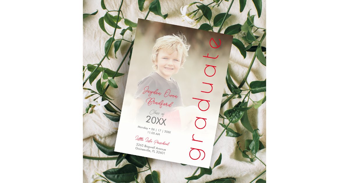 Red Fancy Vellum Overlay Effect Photo Invitation | Zazzle