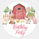 Red Farm Animals Birthday Party Classic Round Sticker | Zazzle