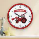 Red Farm Tractor Personalized Name Kids Room Large Clock | Zazzle
