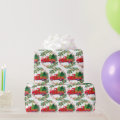 Red Farm Truck Christmas Tree Holly Wreath Wrapping Paper | Zazzle