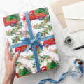 Red Farm Truck Christmas Tree Holly Wreath Wrapping Paper | Zazzle