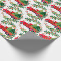 Red Farm Truck Christmas Tree Holly Wreath Wrapping Paper | Zazzle