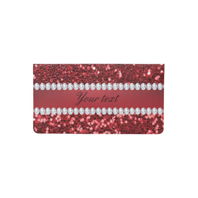 Red Faux Glitter and Diamonds Checkbook Cover | Zazzle