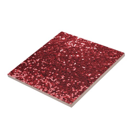 Red Faux Glitter Ceramic Tile | Zazzle