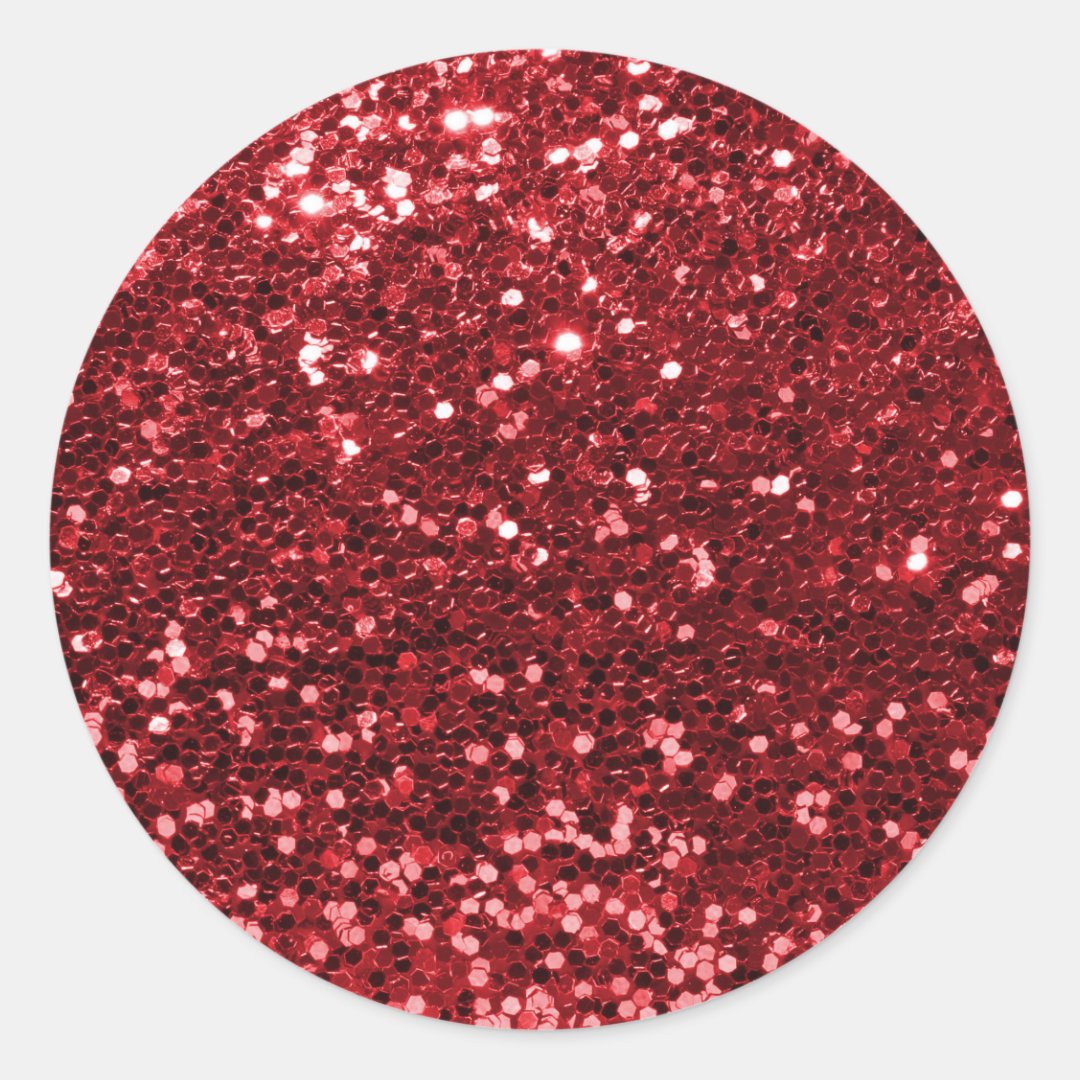 Red Faux Glitter Classic Round Sticker | Zazzle