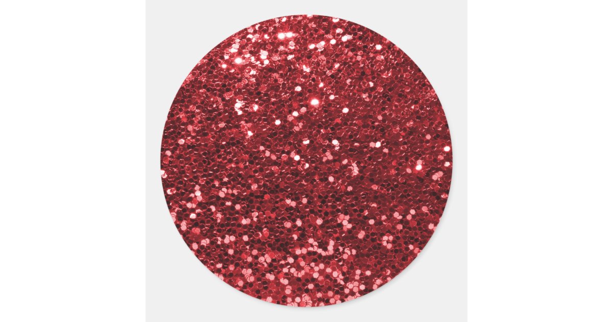 Red Faux Glitter Classic Round Sticker | Zazzle