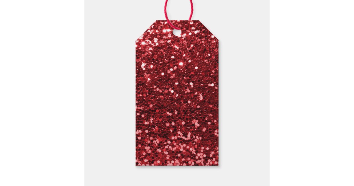 Red Faux Glitter Gift Tags | Zazzle