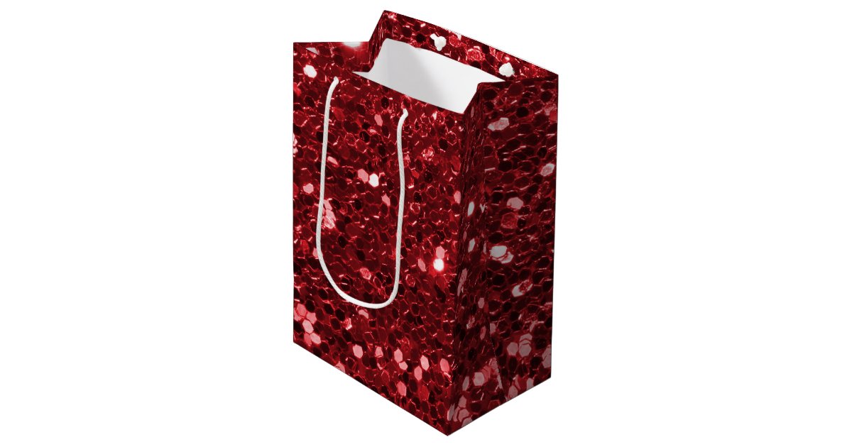 Red Faux Glitter Medium Gift Bag | Zazzle
