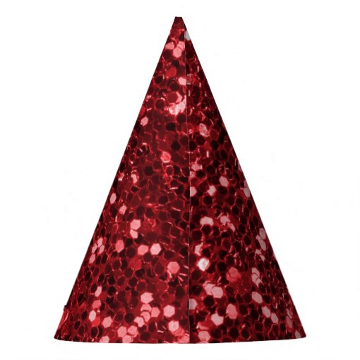 Red Faux Glitter Party Hat | Zazzle