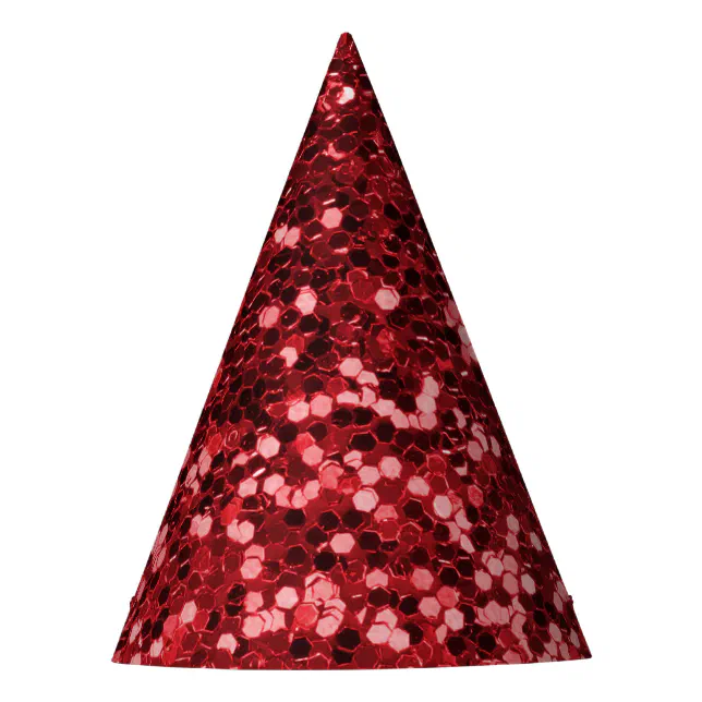 Red Faux Glitter Party Hat | Zazzle