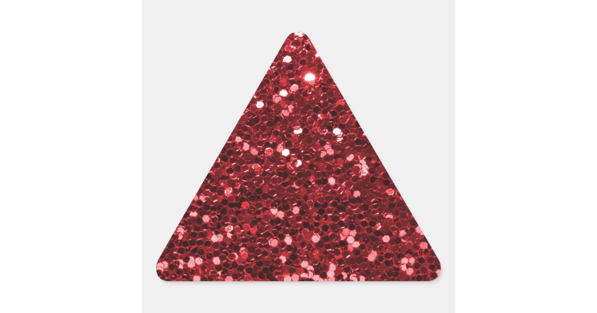 Red Faux Glitter Triangle Sticker | Zazzle