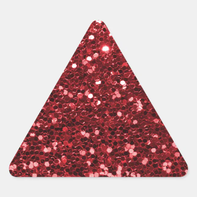 Red Faux Glitter Triangle Sticker | Zazzle