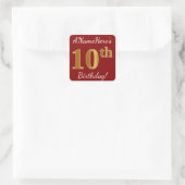 Red, Faux Gold 10th Birthday + Custom Name Sticker | Zazzle
