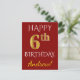 Red, Faux Gold 6th Birthday + Custom Name Postcard | Zazzle