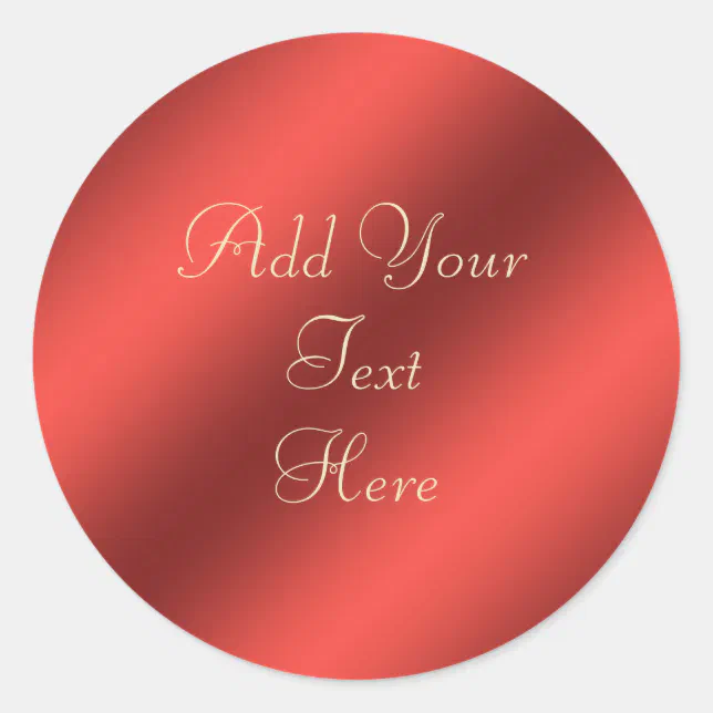Red Faux Metallic Foil Customizable Sticker | Zazzle