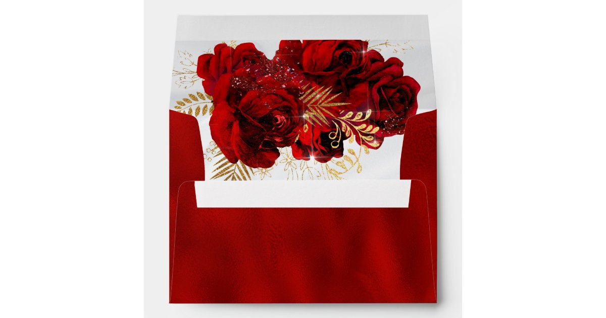 Red Faux Metallic Formal Elegant Wedding Envelope | Zazzle
