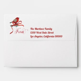 Red Festive Floral Elegant Christmas Holiday Envelope | Zazzle