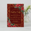 Red Festive Floral Frame Christmas Party Foil Invitation | Zazzle
