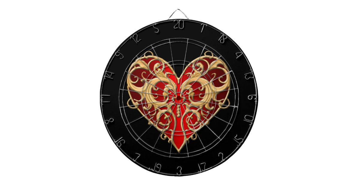 Red Filigree Heart Dart Board | Zazzle