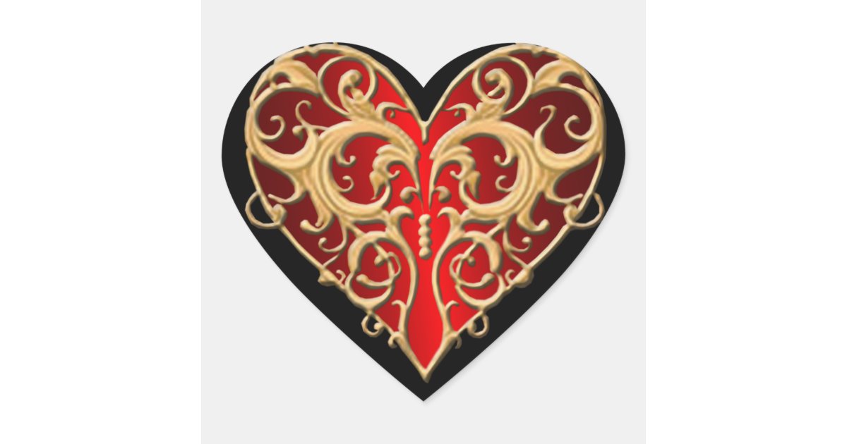 Red Filigree Heart Stickers | Zazzle