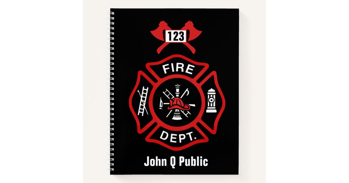 Red Fire Department Badge Notebook | Zazzle