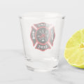 Red Fire Department Firefighter Badge Shot Glass | Zazzle