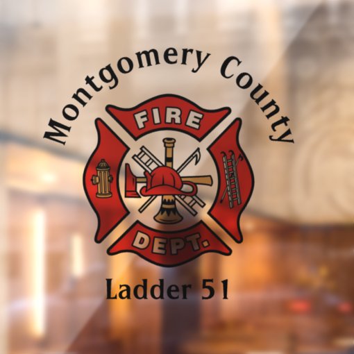 Red Fire Department Logo Custom Window Cling | Zazzle