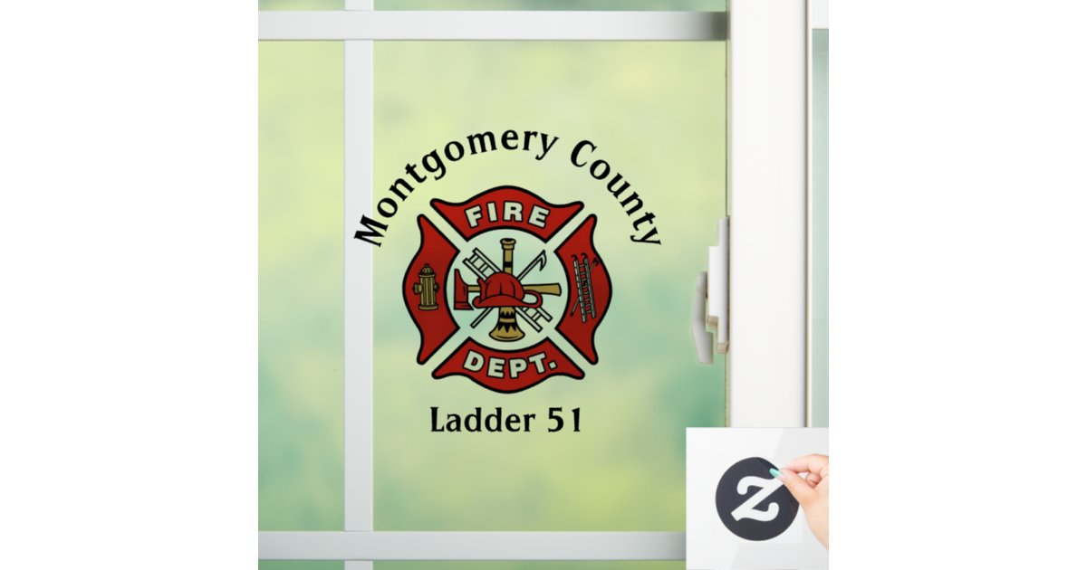 Red Fire Department Logo Custom Window Cling | Zazzle