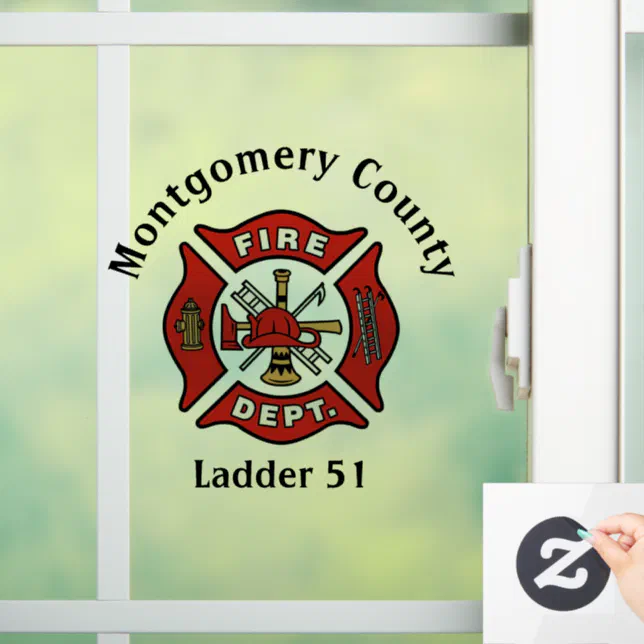 Red Fire Department Logo Custom Window Cling | Zazzle