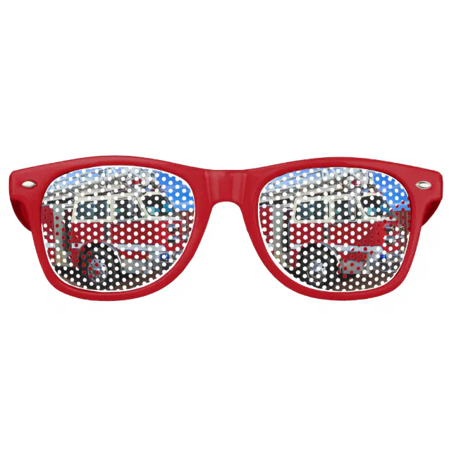 Red Fire Engine Retro Sunglasses | Zazzle