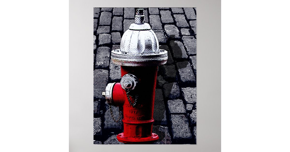 Red Fire Hydrant NYC Illustration Poster | Zazzle