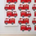 Red Fire Truck Boys Nursery Bedroom Wallpaper | Zazzle