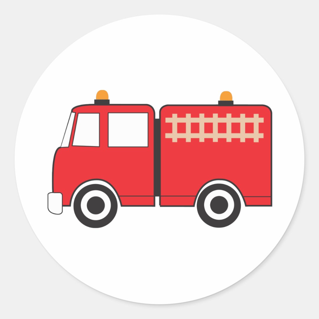 Red Fire Truck Classic Round Sticker | Zazzle