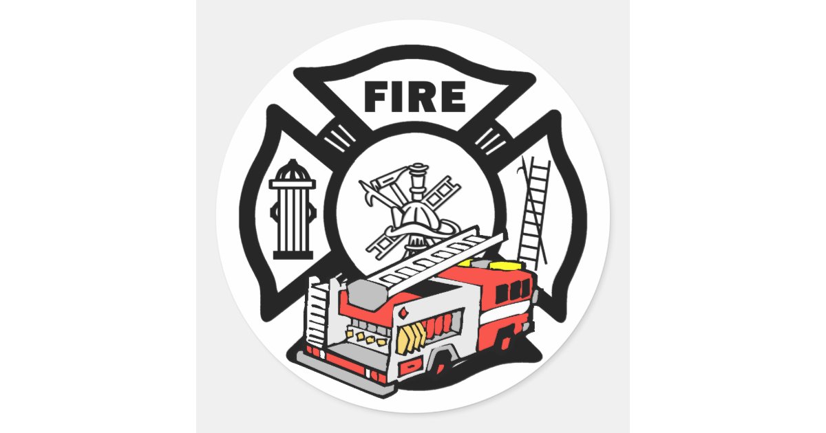 Red Fire Truck Classic Round Sticker | Zazzle