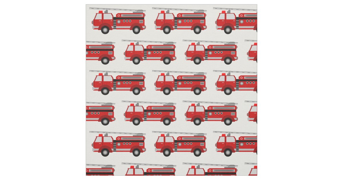 Red Fire Truck Fabric | Zazzle