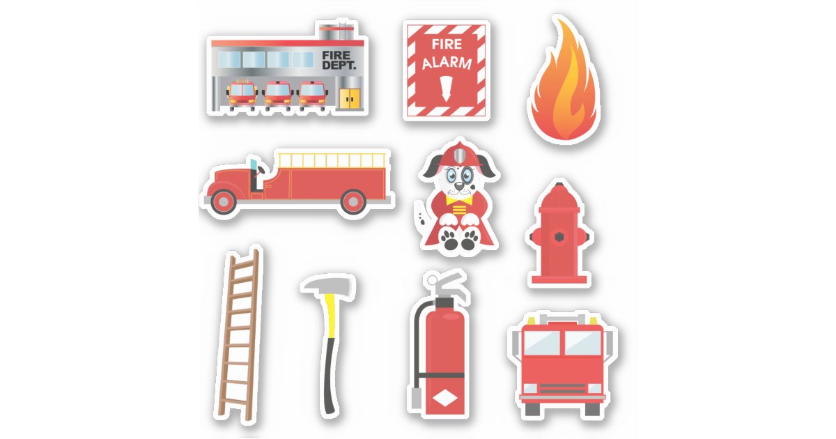 Red Fire Truck Kids Educational Sticker | Zazzle