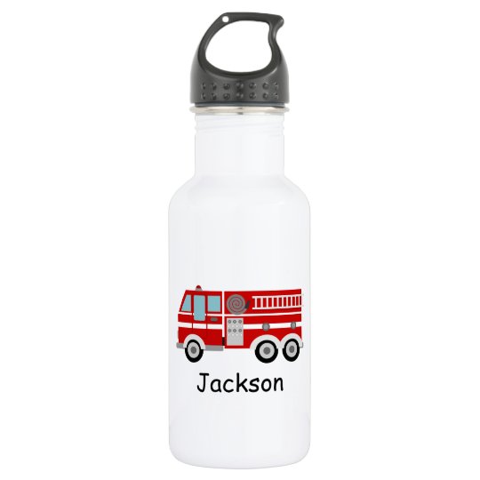 Red Fire Truck Kids Personalized Stainless Steel Water Bottle | Zazzle.com