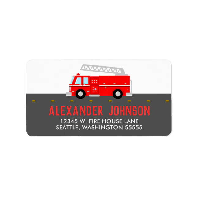 Red Fire Truck Label | Zazzle