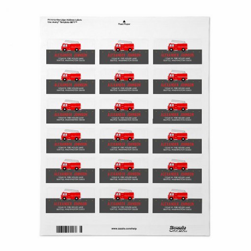 Red Fire Truck Label | Zazzle