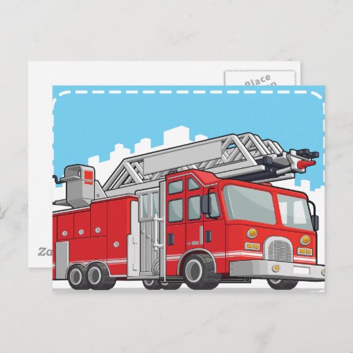 Red Fire Truck or Fire Engine Postcard | Zazzle