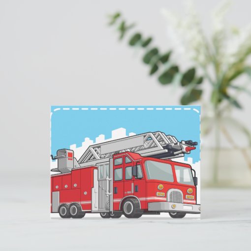 Red Fire Truck or Fire Engine Postcard | Zazzle