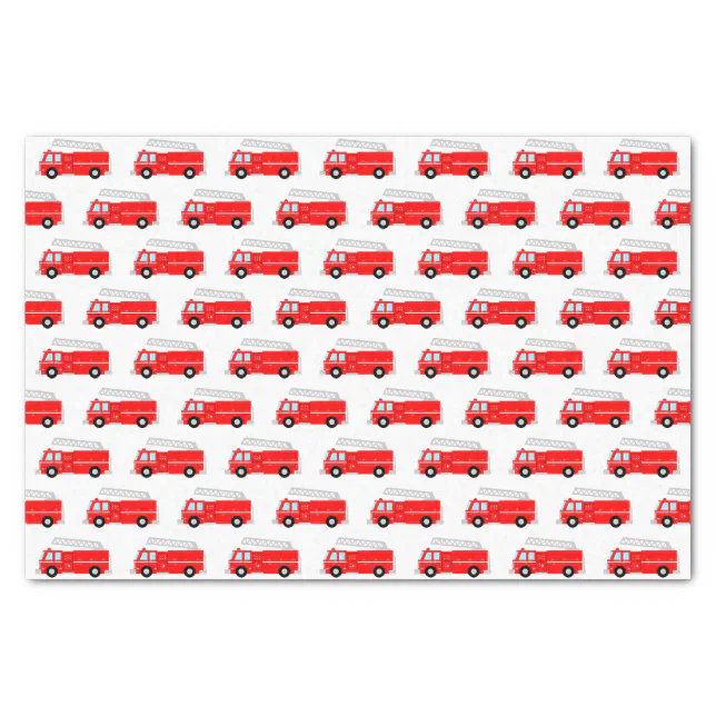 Red Fire Truck Pattern Tissue Paper | Zazzle