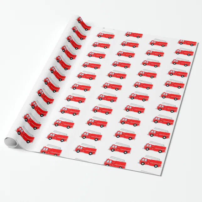 Red Fire Truck Pattern Wrapping Paper | Zazzle
